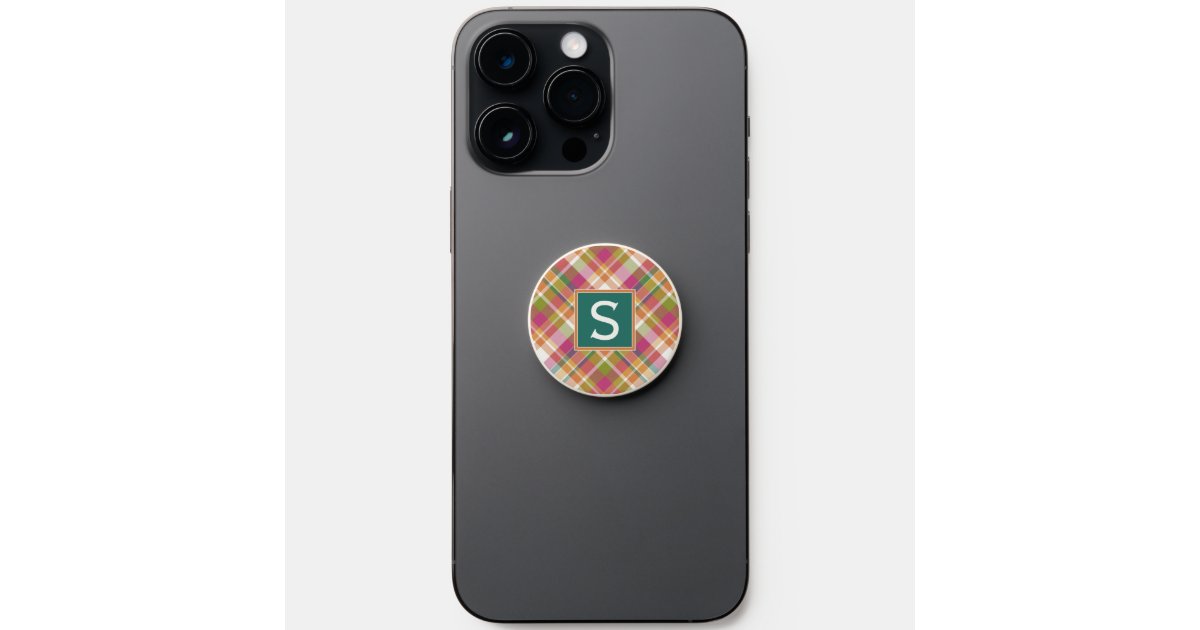 Custom Vintage Country Chic Madras Check Pattern PopSocket | Zazzle