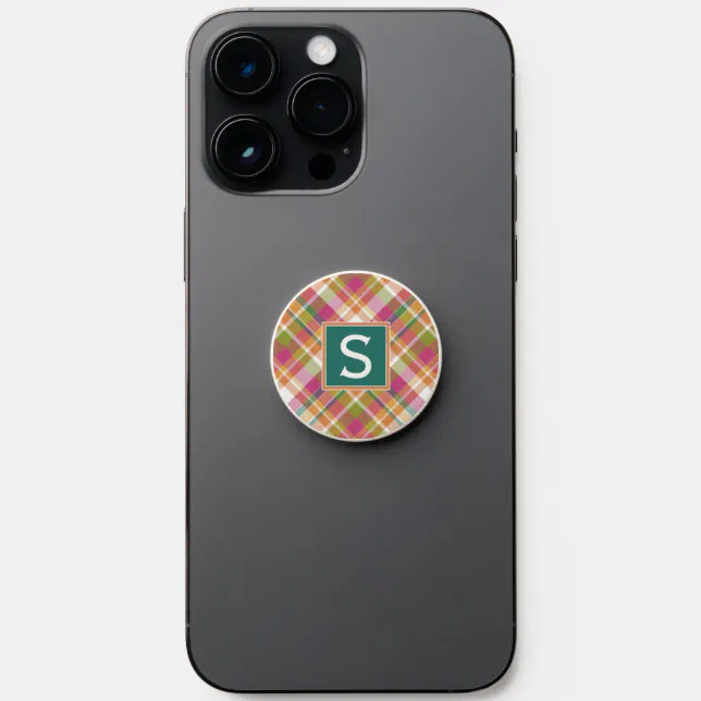 Custom Vintage Country Chic Madras Check Pattern PopSocket | Zazzle
