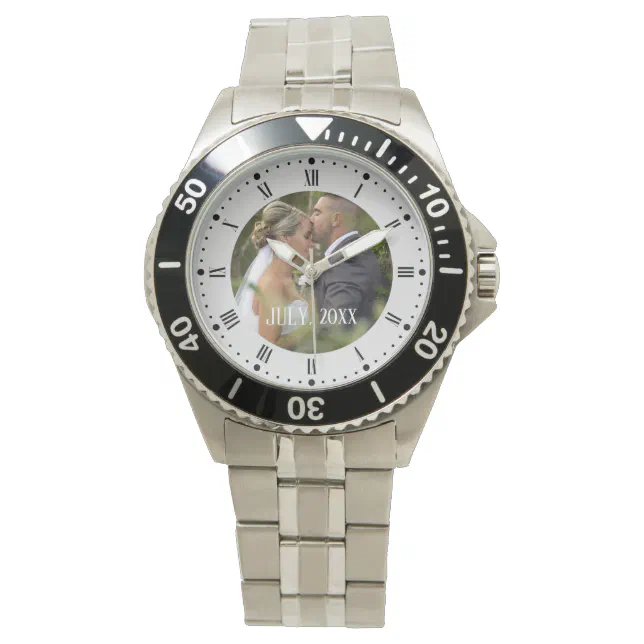 Custom vintage family photo with text watch | Zazzle