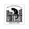 Custom Vintage Library Cat, Book Rubber Stamp | Zazzle
