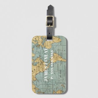 CUSTOM VINTAGE MAP | LUGGAGE TAG | Zazzle