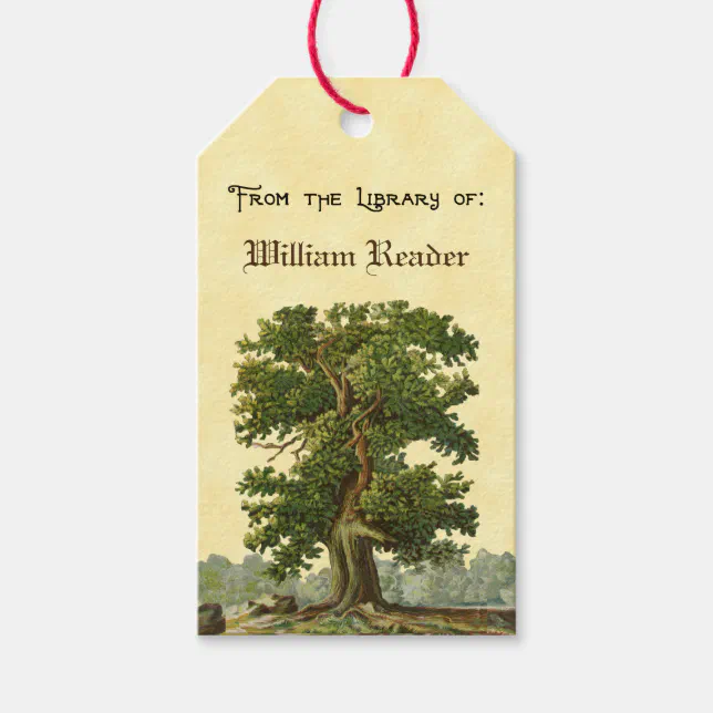 Custom Vintage Oak Tree Bookplate Tag | Zazzle