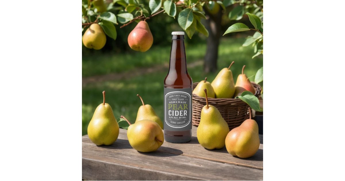 Custom Vintage Pear Cider Label Sticker | Zazzle