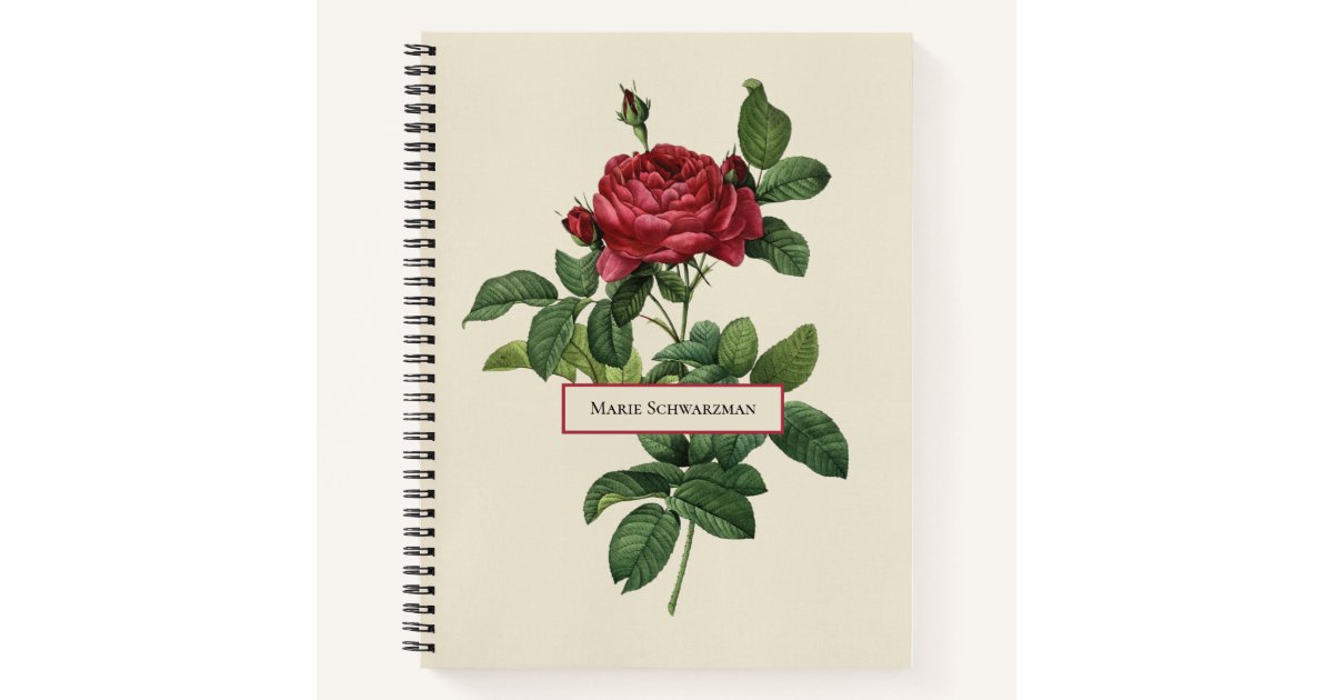 Custom Vintage Rose Engraving Notebook | Zazzle