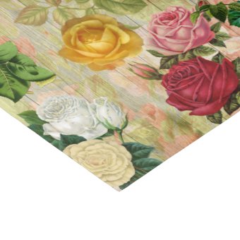 Custom Vintage Rose Floral Print Tissue Paper | Zazzle