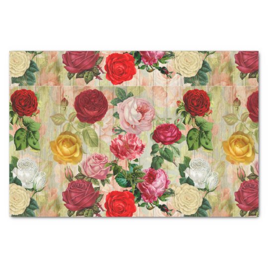 Custom Vintage Rose Floral Print Tissue Paper | Zazzle.com