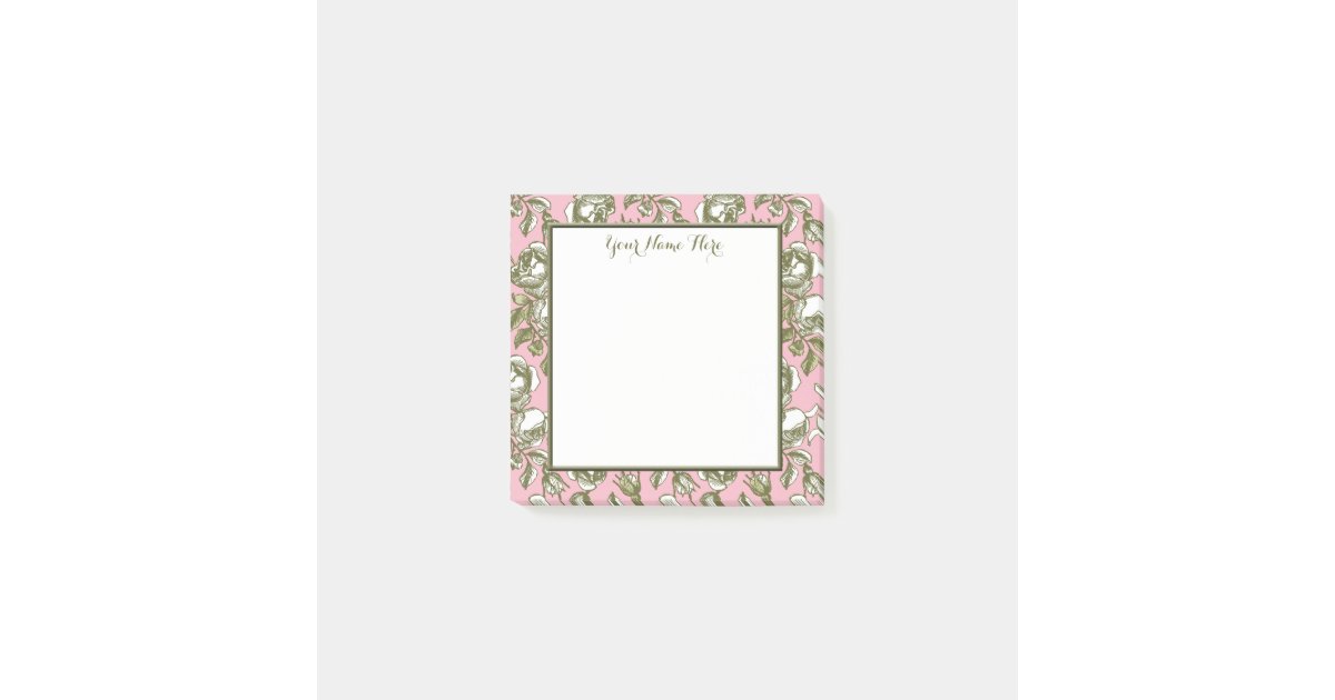 Custom Vintage Roses on Light Pink Floral Stickies Post-it Notes | Zazzle
