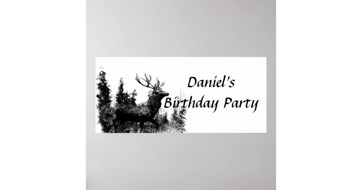 Custom Vintage Stag Birthday Party Banner Poster | Zazzle