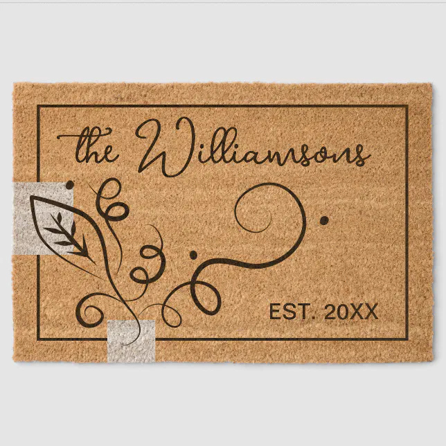 Custom Vintage Stylish Trendy Welcome Coir Fiber Doormat | Zazzle