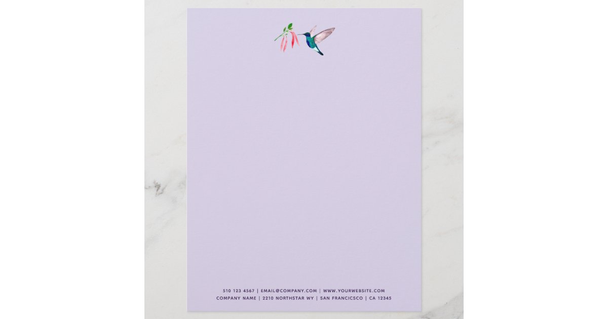 Custom Violetear Hummingbird Letterhead | Zazzle