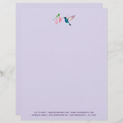 Custom Violetear Hummingbird Letterhead | Zazzle