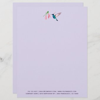 Custom Violetear Hummingbird Letterhead | Zazzle