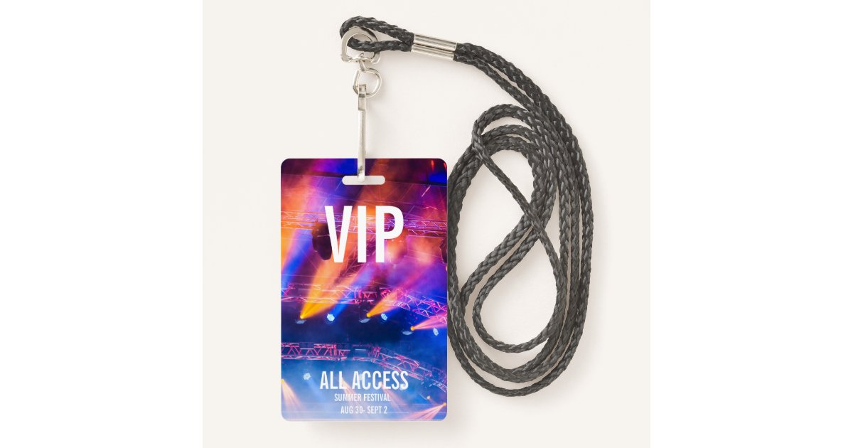 Custom VIP All-Access Concert Event Pass Colorful Badge | Zazzle