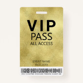 Custom VIP All Access Event Barcode Logo Gold Badge | Zazzle