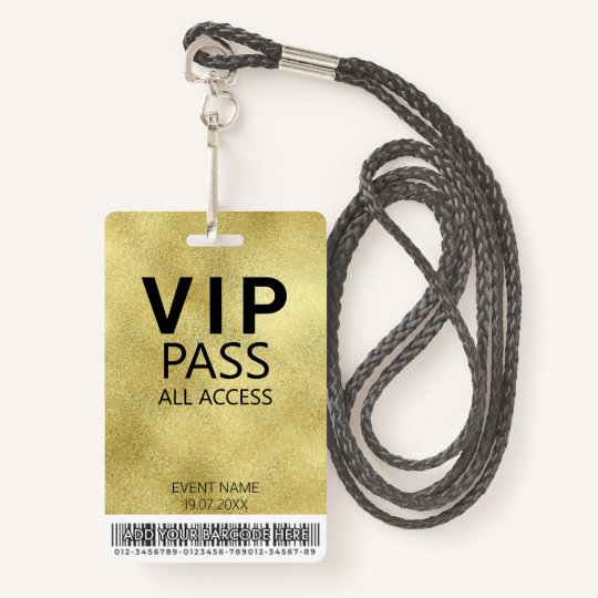 Custom VIP All Access Event Barcode Logo Gold Badge | Zazzle.com