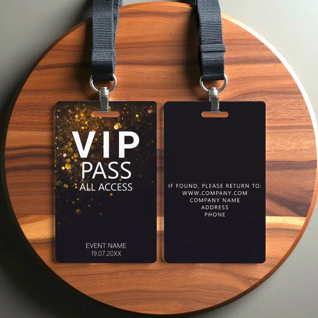 Custom VIP All Access Event Bokeh Glitter Badge | Zazzle