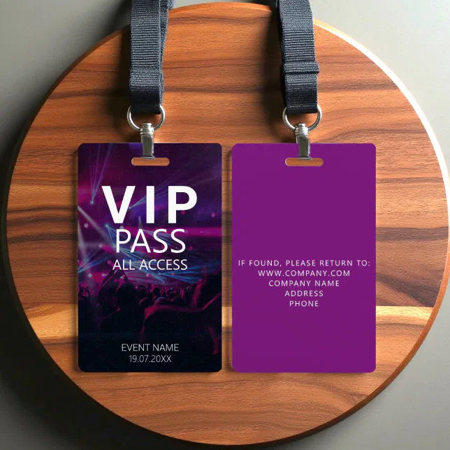 Custom VIP All Access Event Concert Purple Badge | Zazzle