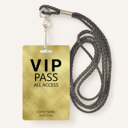 Custom VIP All Access Event Gold Foil Badge | Zazzle