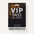Custom VIP All Access Glitter Badge with Barcode | Zazzle