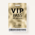 Custom VIP All Access Gold Foil Badge | Barcode | Zazzle