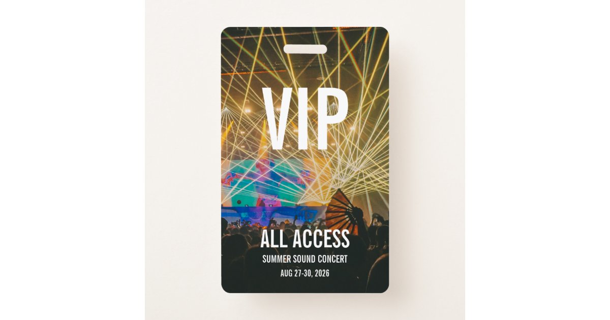 Custom VIP All Access Pass Concert Badge | Zazzle