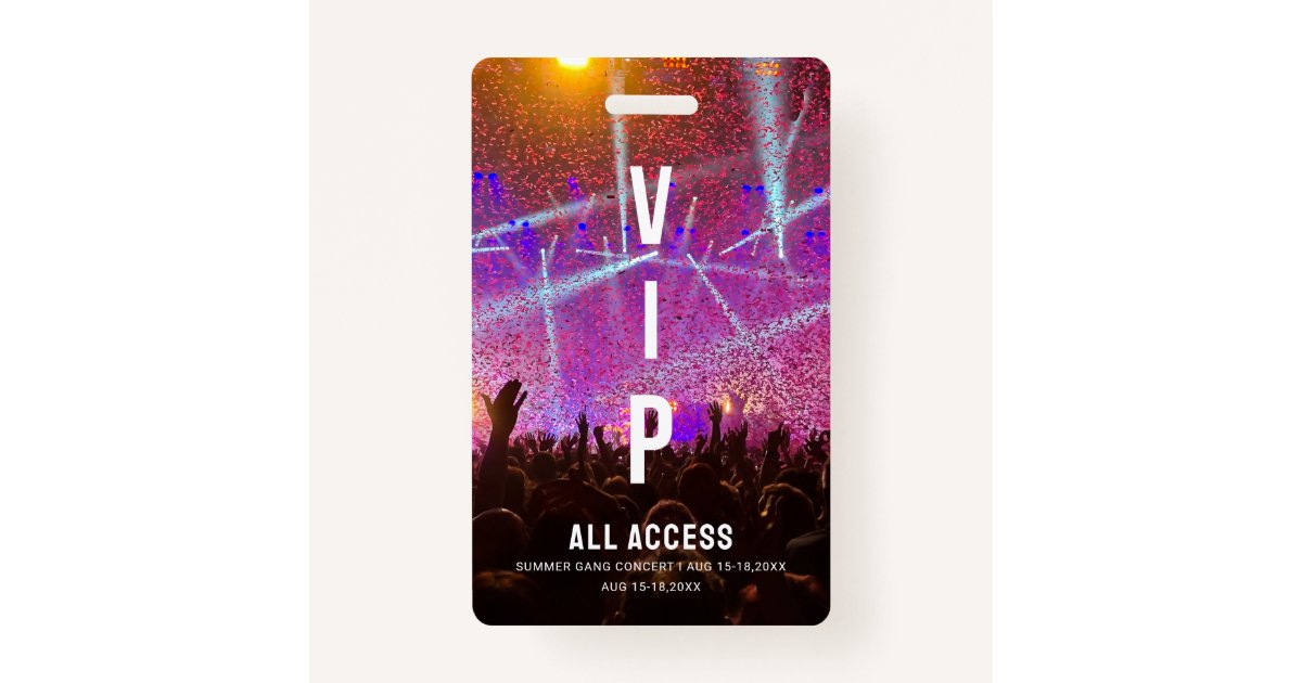 Custom VIP All Access Pass Concert Badge | Zazzle