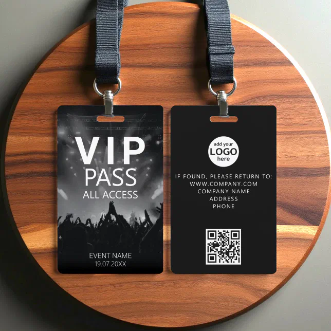 Custom VIP All Access QR Code Event Black & White Badge | Zazzle