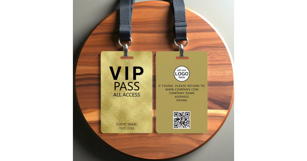 Custom VIP All Access QR Code Event Gold Badge | Zazzle