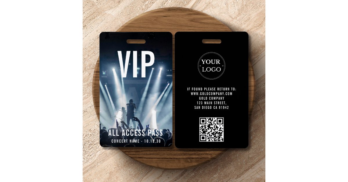 Custom VIP Company Logo QR Code Concert Badge | Zazzle