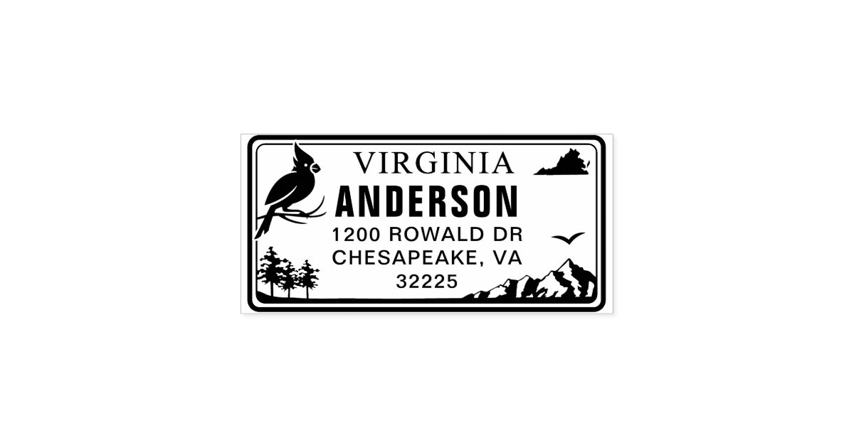 Custom Virginia License Plate Return Address Stamp | Zazzle