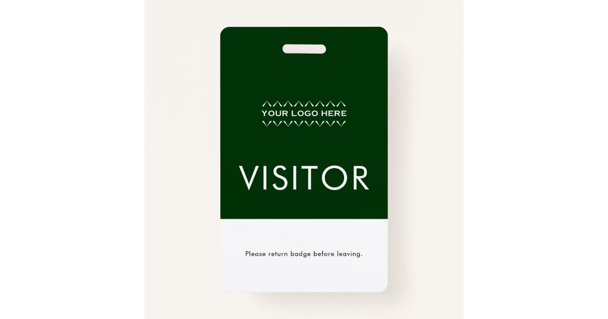 Custom Visitor Badge with Logo | Green | Zazzle