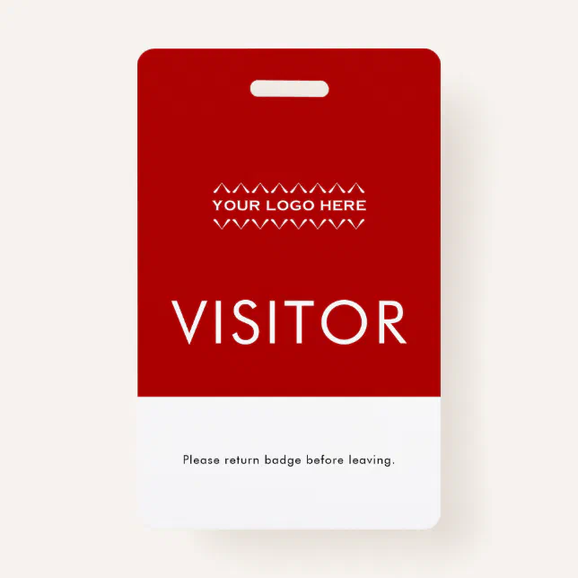 Custom Visitor Badge with Logo | Red | Zazzle