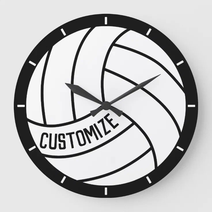Custom Volleyball Player/Team Name or Text Sports Large Clock | Zazzle