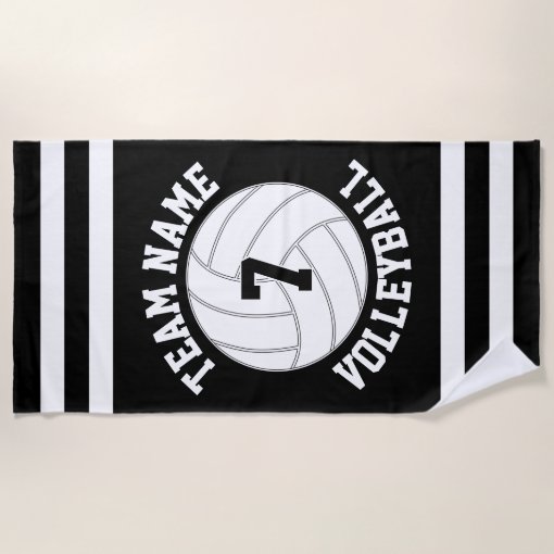 Custom Volleyball Team Name and Player Number Beach Towel | Zazzle