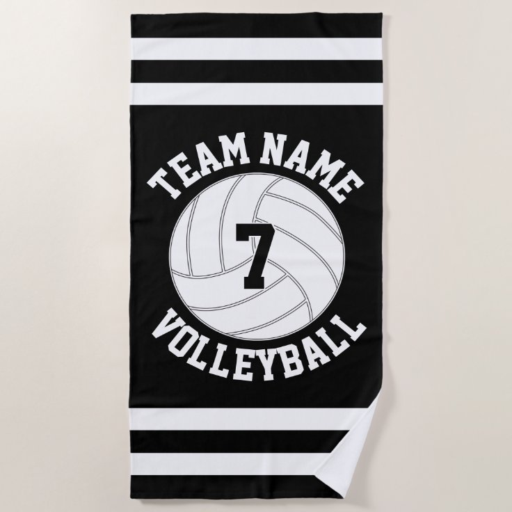 Custom Volleyball Team Name and Player Number Beach Towel | Zazzle