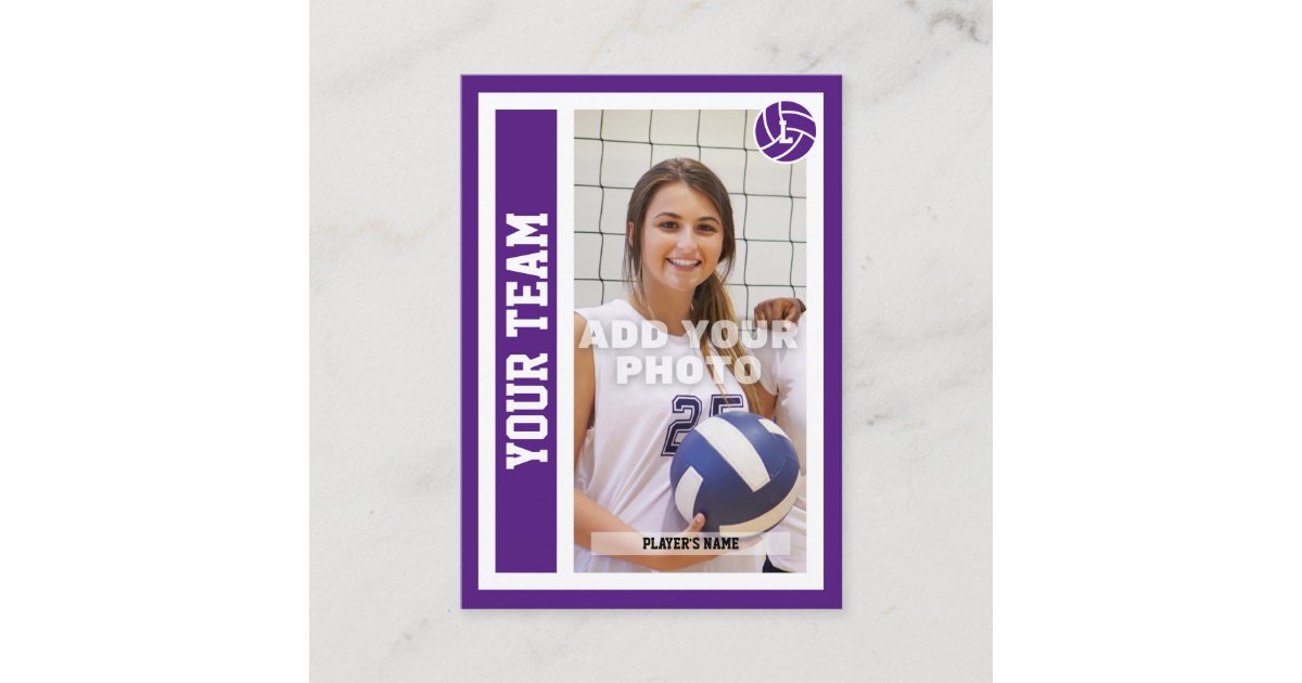 Custom Volleyball Trading Card (Royal Purple) | Zazzle