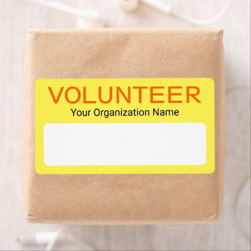 Custom Volunteer Name Tag Stickers Yellow Writable | Zazzle