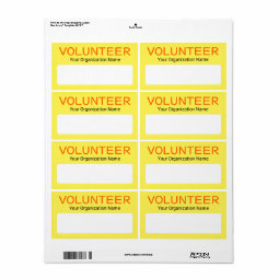 Custom Volunteer Name Tag Stickers Yellow Writable | Zazzle
