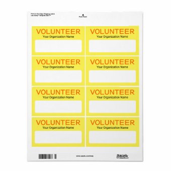 Custom Volunteer Name Tag Stickers Yellow Writable | Zazzle