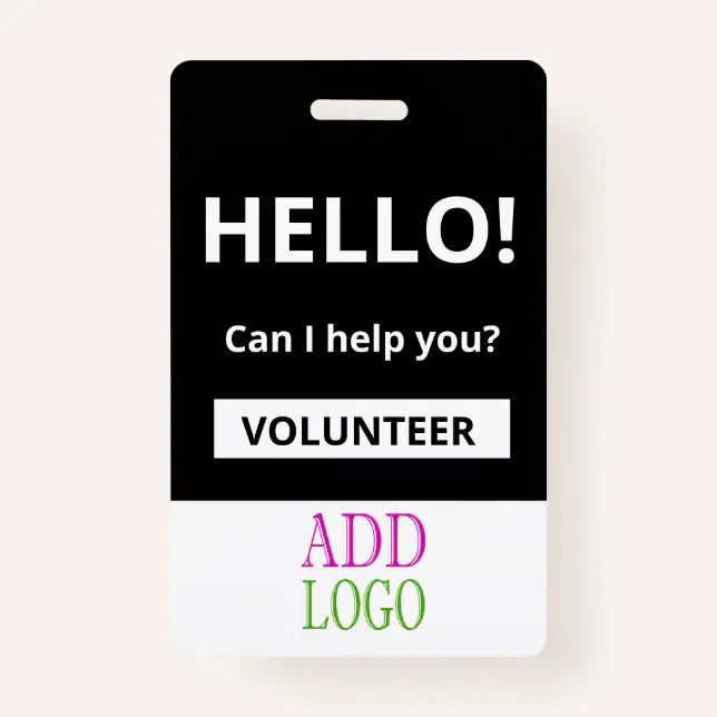 Custom Volunteer - Photo pass- Name ID Badge | Zazzle