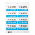 Custom Volunteer Stickers Labels with Logo Blue | Zazzle