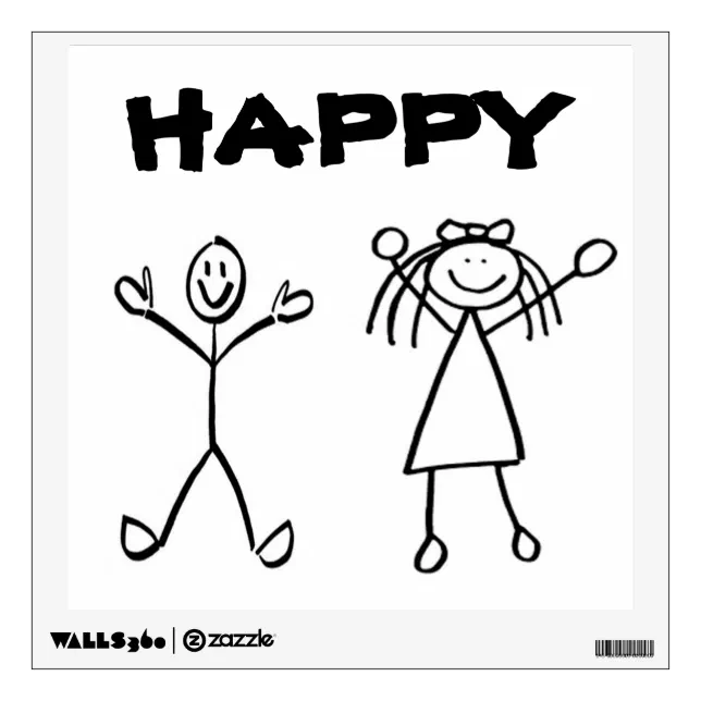 Custom Wall Decal/Stick Figure Happy Wall Sticker | Zazzle
