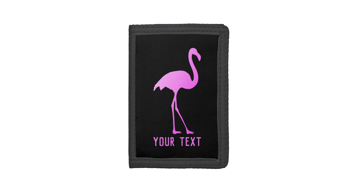 Custom wallet with neon pink flamingo bird design | Zazzle