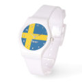 Custom watch with Swedish flag of Sweden | Zazzle