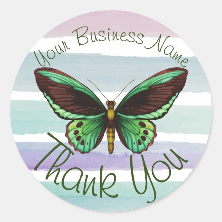 CUSTOM Watercolor butterfly Classic Round Sticker | Zazzle
