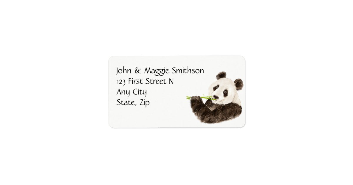Custom Watercolor Cute Panda, Asian Bear, Animal Label | Zazzle