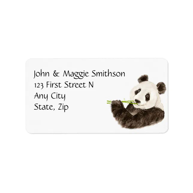 Custom Watercolor Cute Panda, Asian Bear, Animal Label | Zazzle