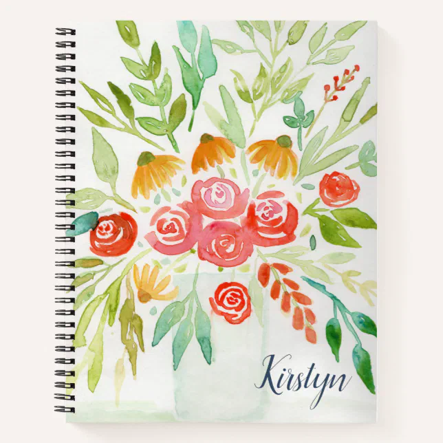 Custom Watercolor floral Notebook | Zazzle