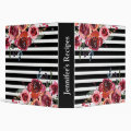 Custom Watercolor Floral Striped Recipe Binder | Zazzle