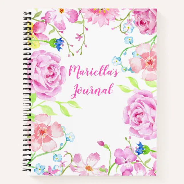 Custom Watercolor Flowers Notebook | Zazzle